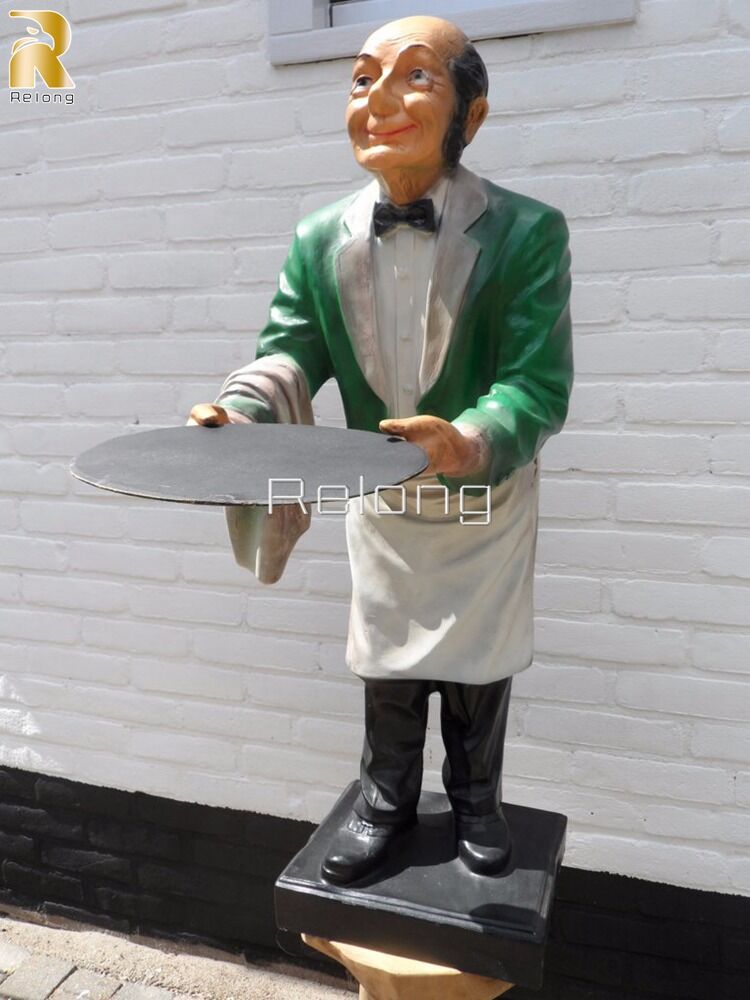 Fiberglass Red Lobster Butler Statue - Relong Art Sculpture