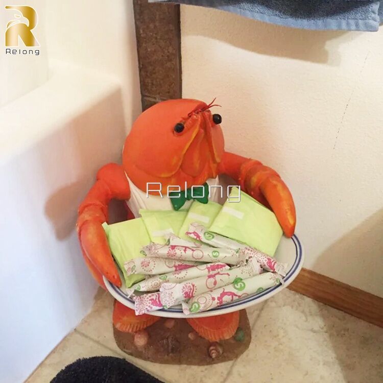 Fiberglass Red Lobster Butler Statue - Relong Art Sculpture