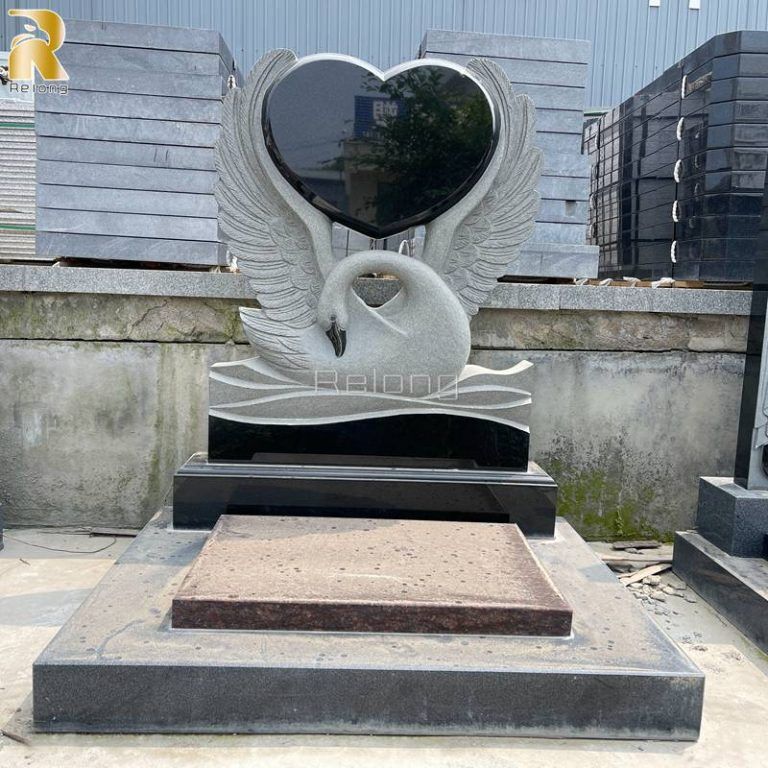Granite Swan Headstones for Graves - Relong Art Sculpture