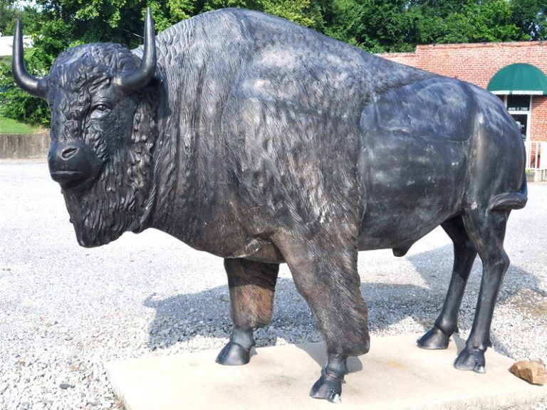Life Size Statues of Bronze Walking Buffalo for Sale - Relong Art Sculpture