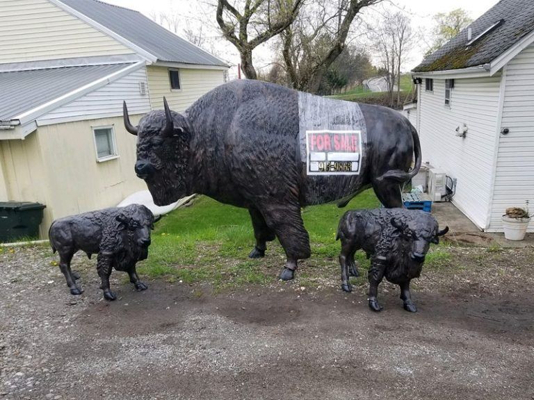 Life Size Statues of Bronze Walking Buffalo for Sale - Relong Art Sculpture