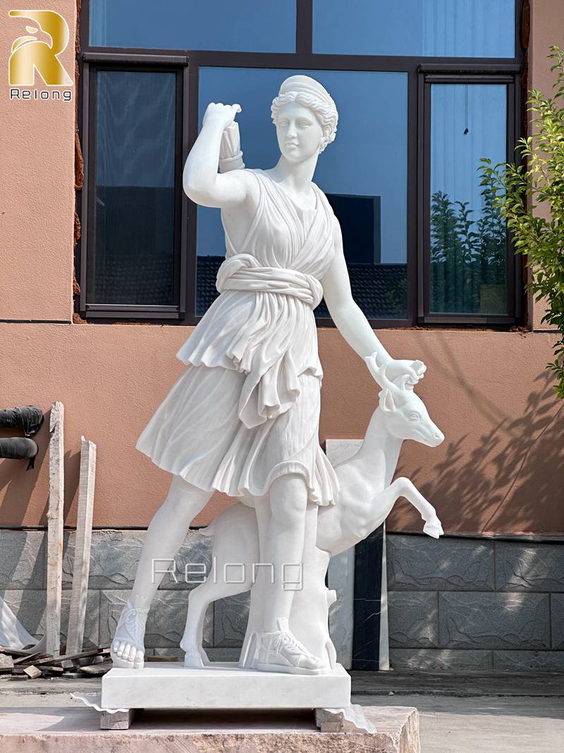 Life Size White Marble Greek Artemis Goddess Statue - Relong Art Sculpture