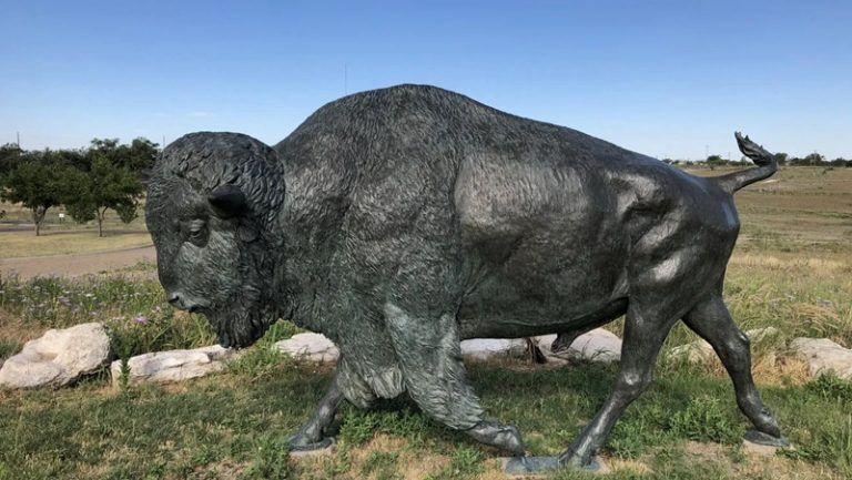 Life Size Statues of Bronze Walking Buffalo for Sale - Relong Art Sculpture
