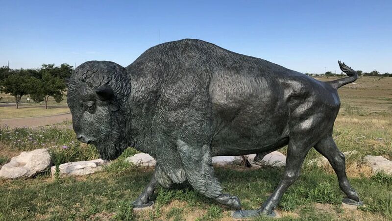 Life Size Statues of Bronze Walking Buffalo for Sale - Relong Art Sculpture