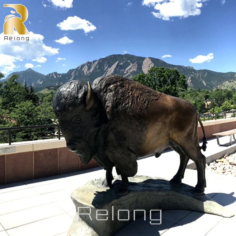 Life Size Statues of Bronze Walking Buffalo for Sale - Relong Art Sculpture