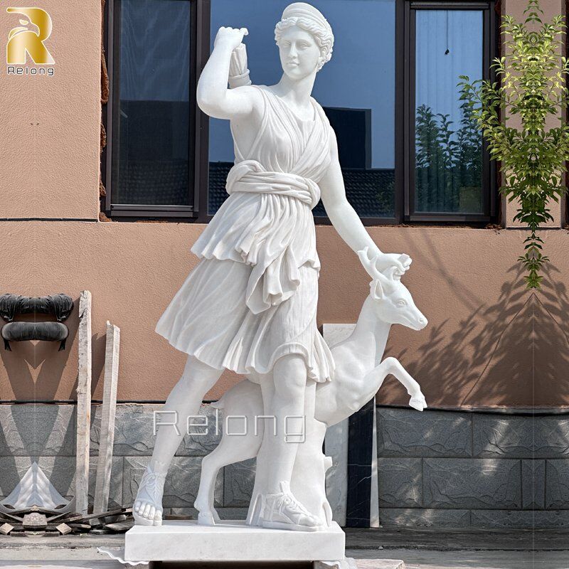Life Size White Marble Greek Artemis Goddess Statue - Relong Art Sculpture
