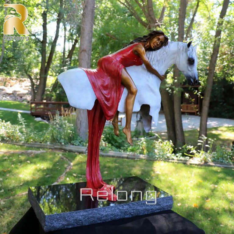 Bronze J Anne Butler Girl and Horse Sculpture - Relong Art Sculpture