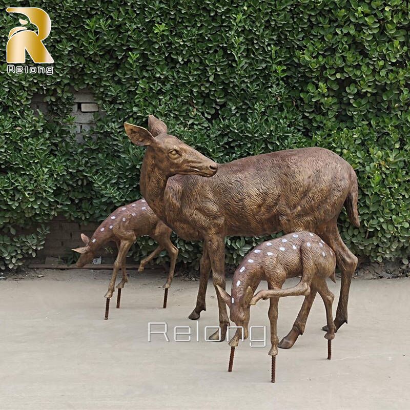 Outdoor Life Size Bronze Deer Statues for Garden Decor - Relong Art ...