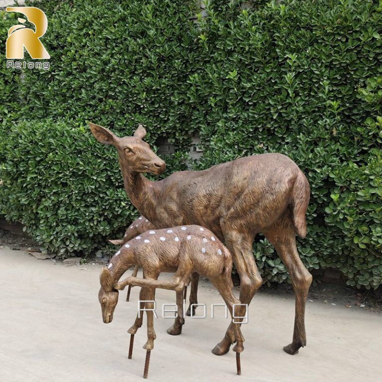 Outdoor Life Size Bronze Deer Statues for Garden Decor - Relong Art ...