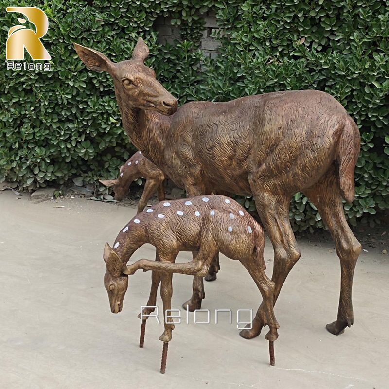 Outdoor Life Size Bronze Deer Statues for Garden Decor - Relong Art ...