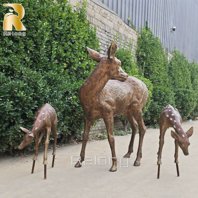 Outdoor Life Size Bronze Deer Statues for Garden Decor - Relong Art ...