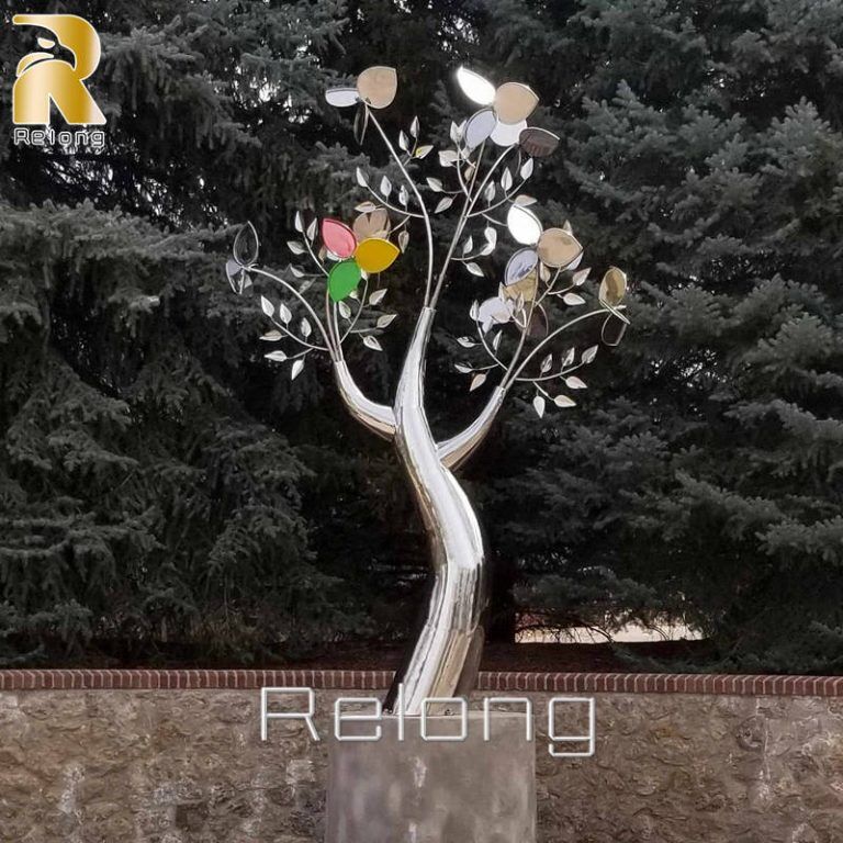 Modern Stainless Steel Tree Sculpture for Garden Decor - Relong Art ...