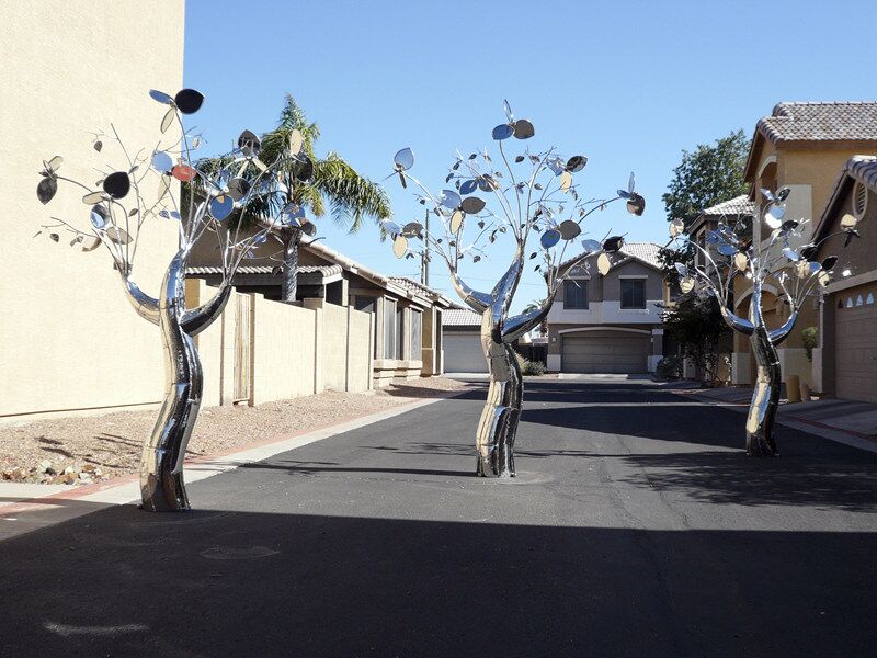 Modern Stainless Steel Tree Sculpture for Garden Decor - Relong Art ...