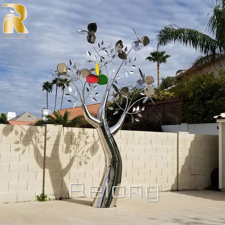 Modern Stainless Steel Tree Sculpture for Garden Decor - Relong Art ...