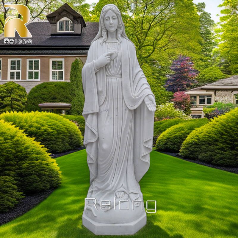 Outdoor Sacred Heart Mother Mary Marble Statue for Garden - Relong Art ...