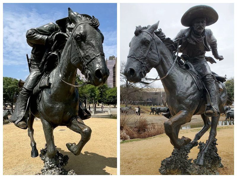 Life Size Bronze Cowboy Riding Horse Statue for Sale - Relong Art Sculpture