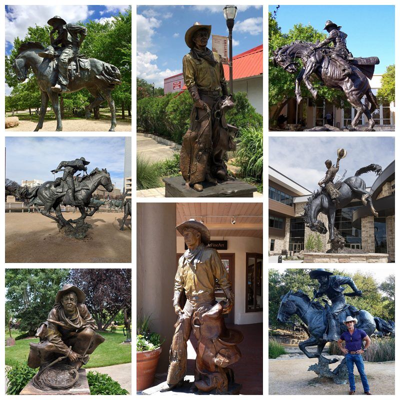 Life Size Bronze Cowboy Riding Horse Statue for Sale - Relong Art Sculpture