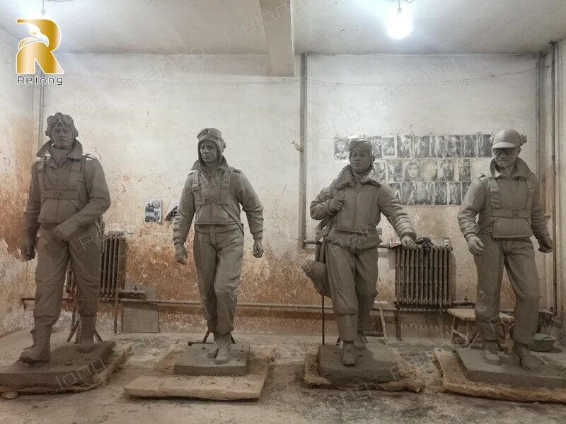 Custom Life Size Bronze Pilot Sculpture - Relong Art Sculpture