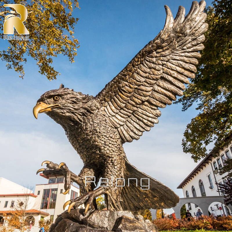 Outdoor Large Bronze Eagle Statue for Sale - Relong Art Sculpture