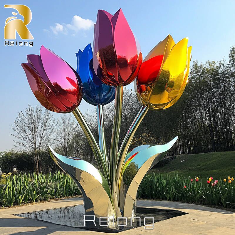 Stainless Steel Giant Tulip Sculpture for Sale - Relong Art Sculpture