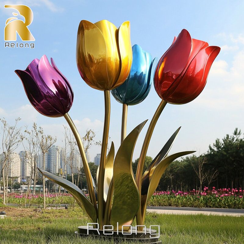 Stainless Steel Giant Tulip Sculpture for Sale - Relong Art Sculpture