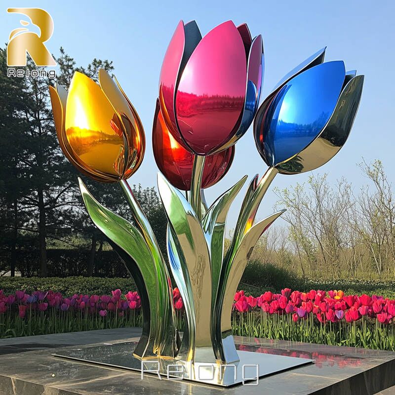 Stainless Steel Giant Tulip Sculpture for Sale - Relong Art Sculpture