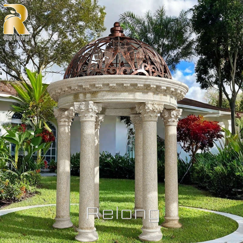 Outdoor Garden Stone Gazebo for Sale - Relong Art Sculpture