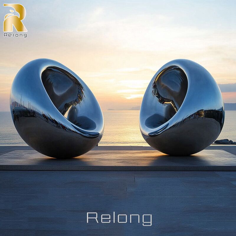 Perforated Stainless Steel Half Moon Sculpture - Relong Art Sculpture