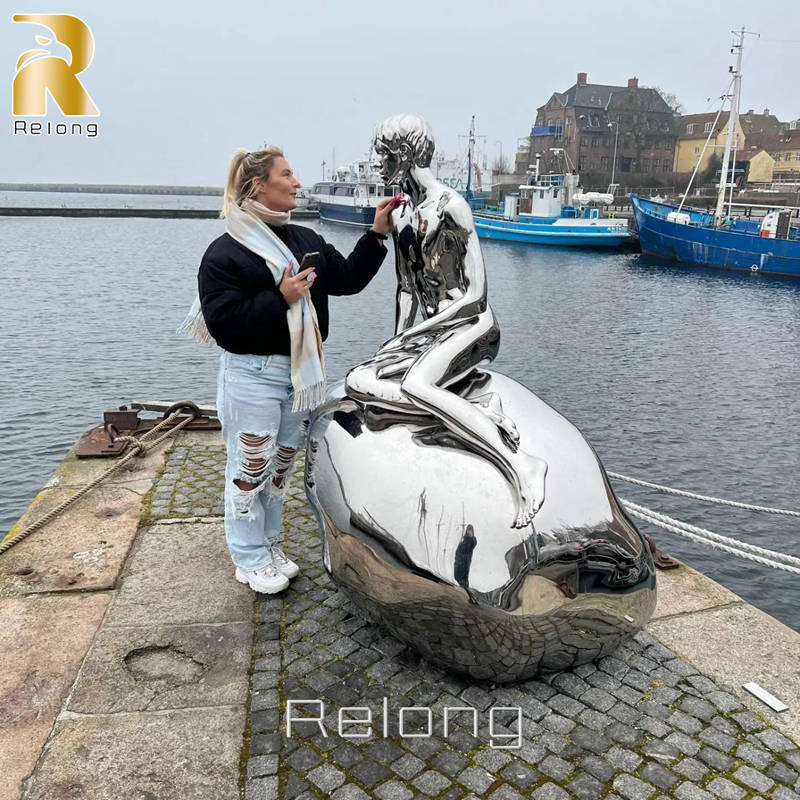 Stainless Steel The Little Merman Han Statue - Relong Art Sculpture