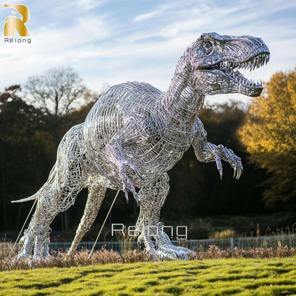 Large Metal Wire Dinosaur Sculpture for Sale - Relong Art Sculpture
