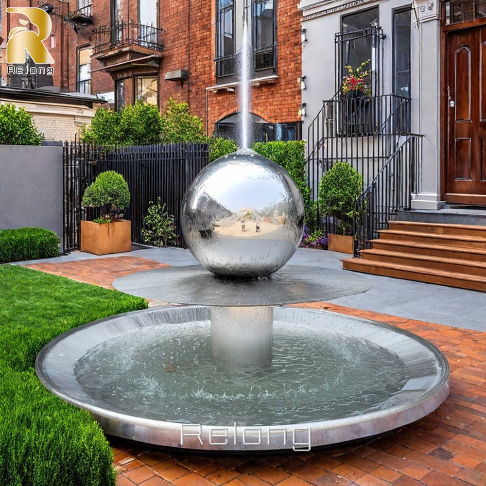 Stainless Steel Sphere Water Feature Sculpture for Pool Decor - Relong ...