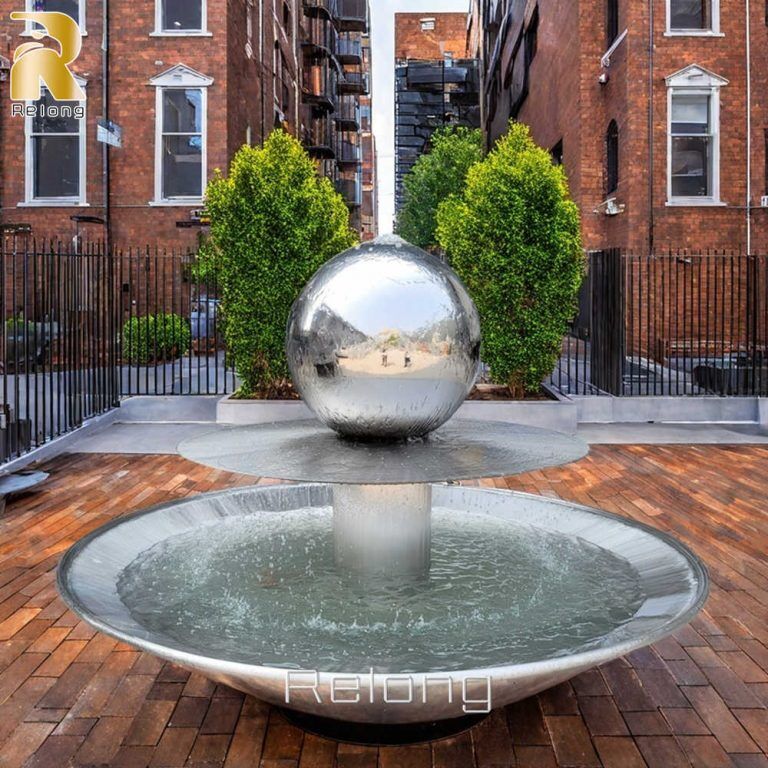 Stainless Steel Sphere Water Feature Sculpture for Pool Decor - Relong ...