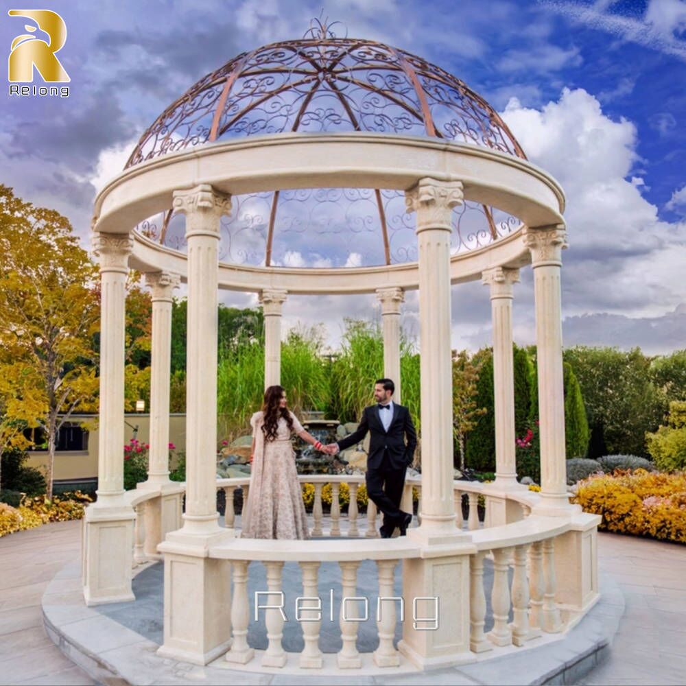 Outdoor Marble Wedding Gazebo for Sale - Relong Art Sculpture