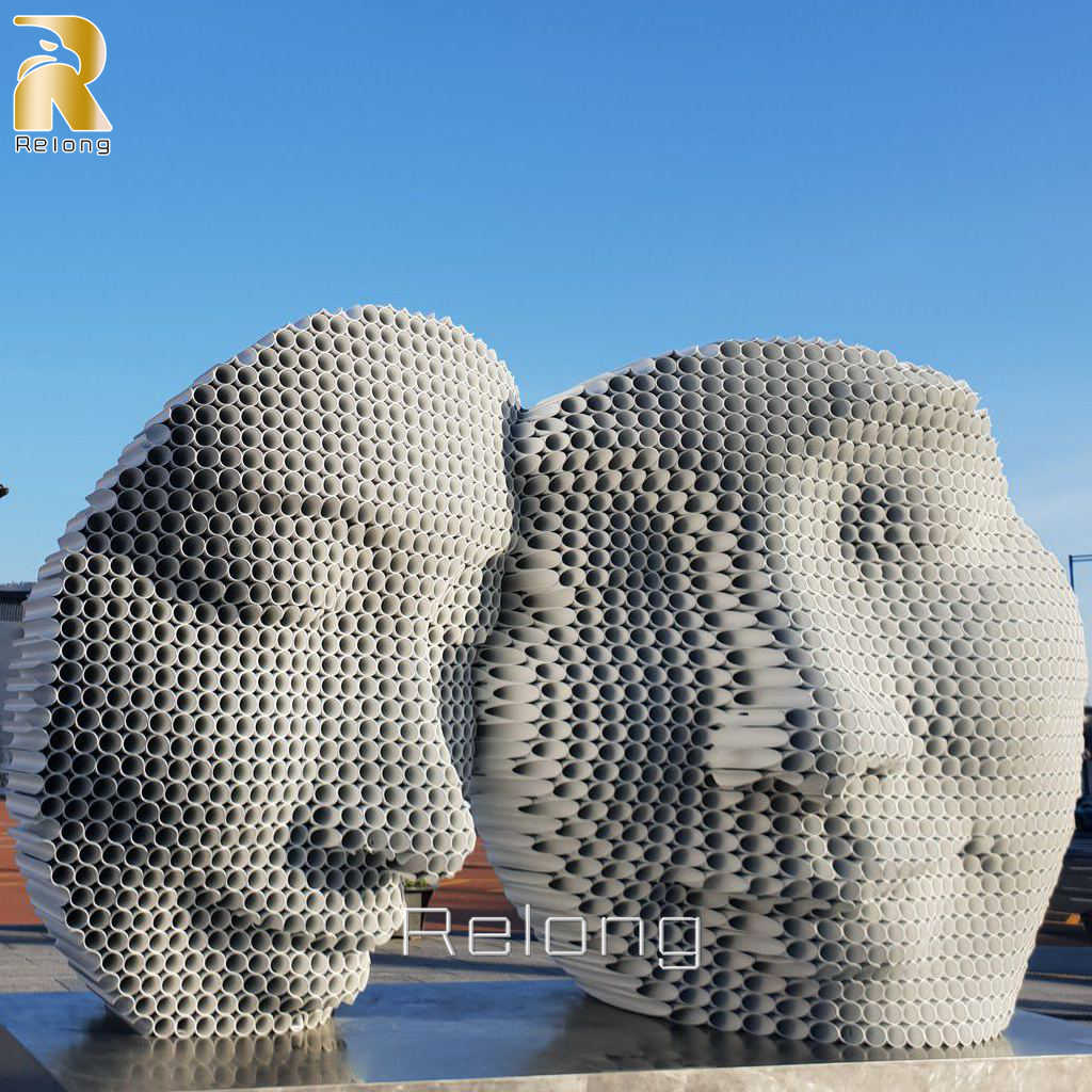 Large Metal Pipe Face Sculpture for Sale - Relong Art Sculpture