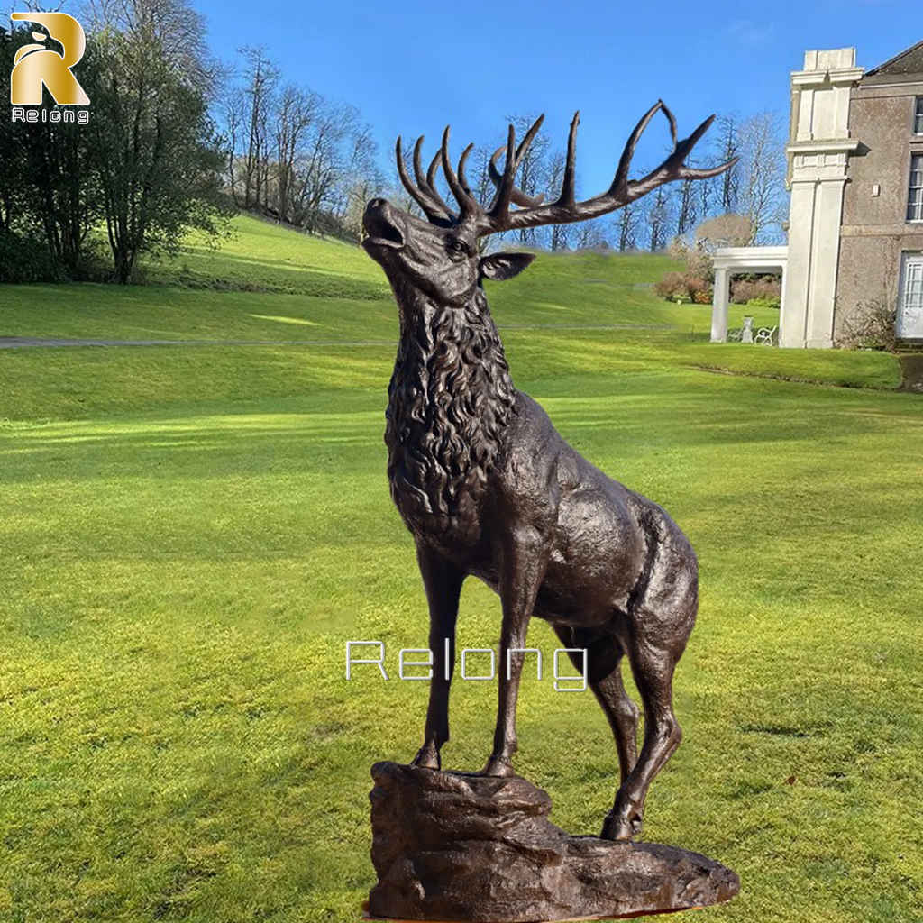 Life Size Bronze Stag Garden Sculpture - Relong Art Sculpture