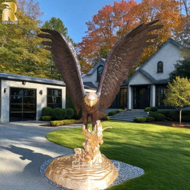 Outdoor Large Bronze Eagle Statue for Sale - Relong Art Sculpture