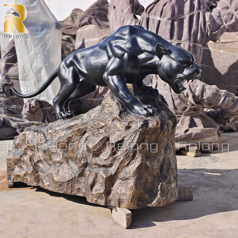 Bronze Life Size Black Panther Sculpture - Relong Art Sculpture