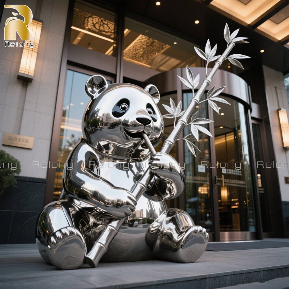 Stainless Steel Panda Sculpture - Relong Art Sculpture