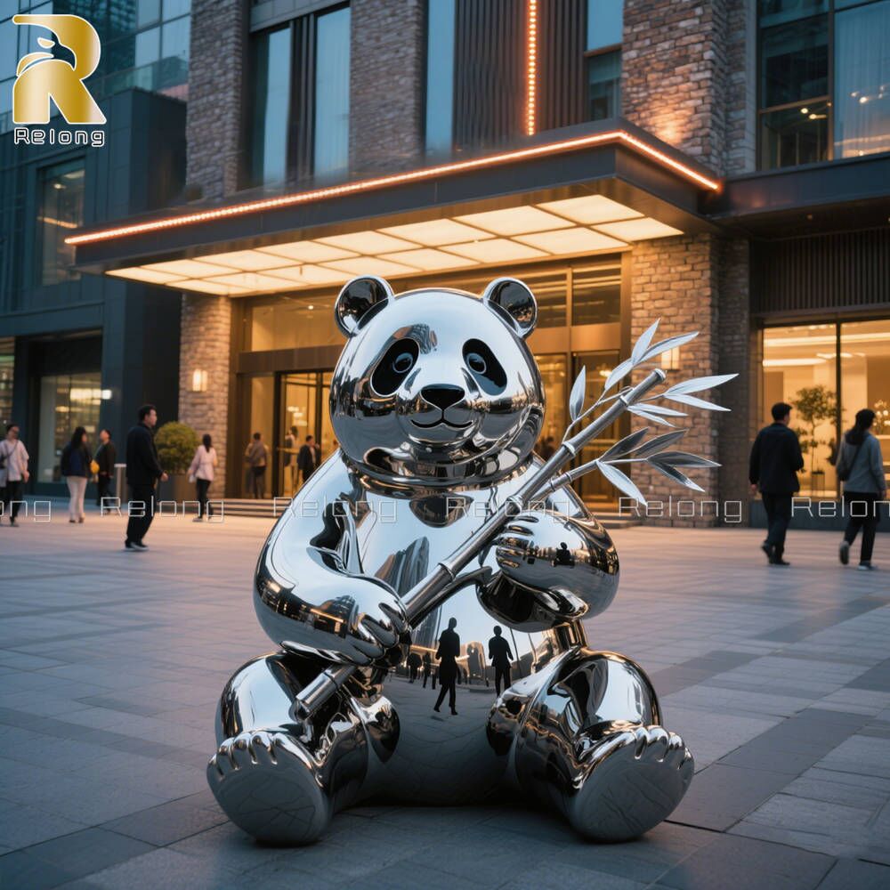 Stainless Steel Panda Sculpture - Relong Art Sculpture