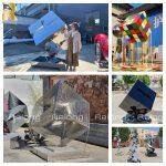 Modern Large Metal Cube Sculpture - Relong Art Sculpture
