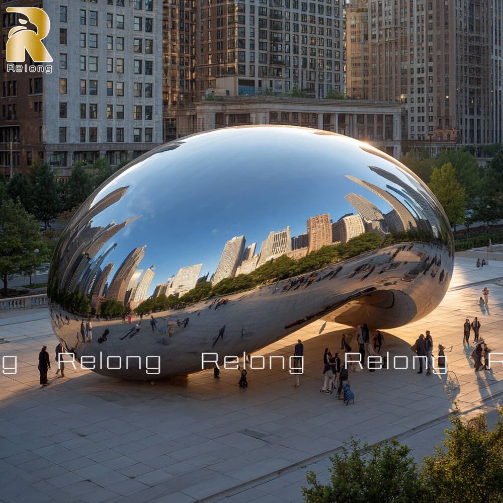 Stainless Steel Cloud Gate Sculpture Replica Relong Art Sculpture