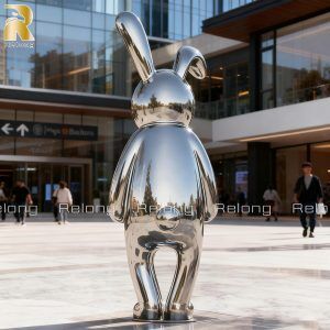 Mirror Polished Metal Bunny Sculpture - Relong Art Sculpture
