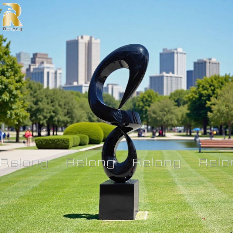 Modern Black Metal Sculpture - Relong Art Sculpture