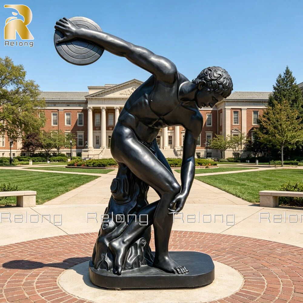 Greek Bronze Discus Thrower Statue Replica - Relong Art Sculpture